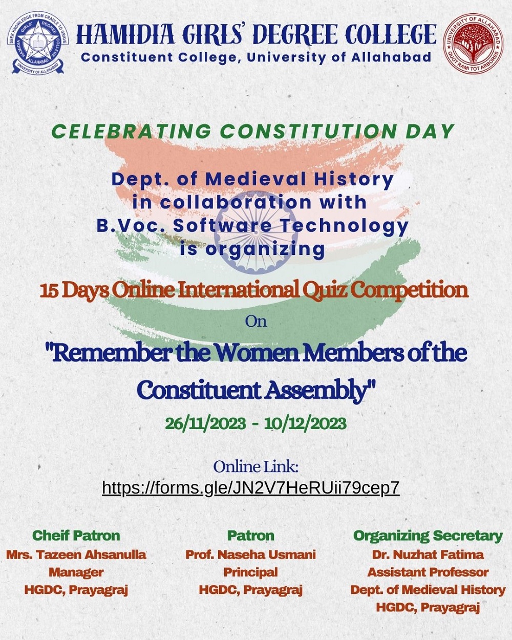 15 days Online International Quiz on ‘Remember the Women Members of the ...